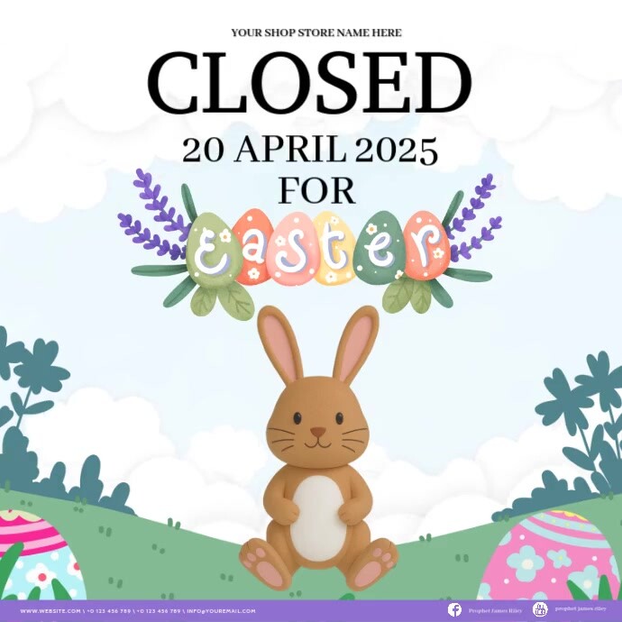 Plantilla de easter weekend shop closed notice template | PosterMyWall