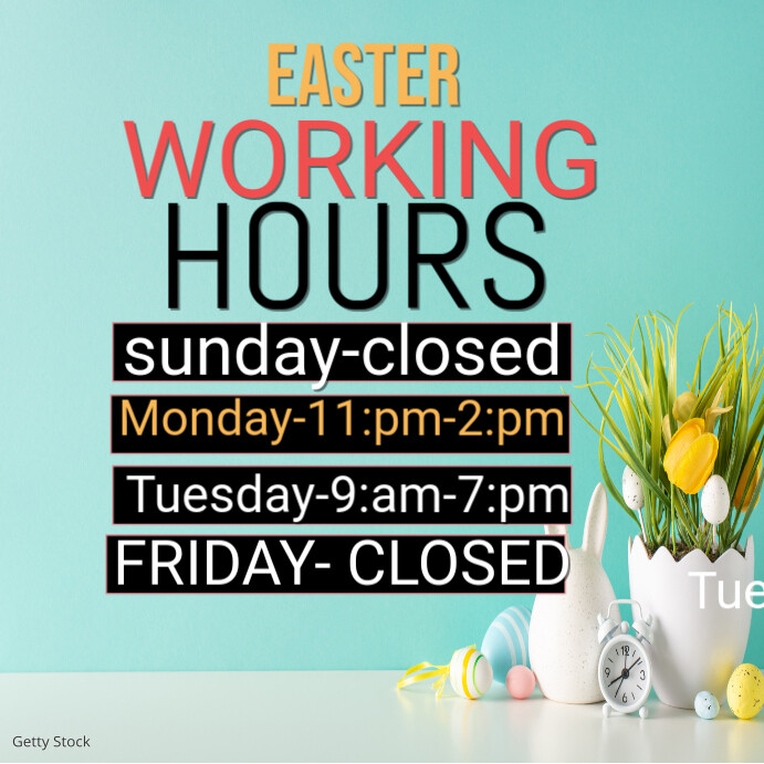 EASTER WORKING HOURS Template | PosterMyWall