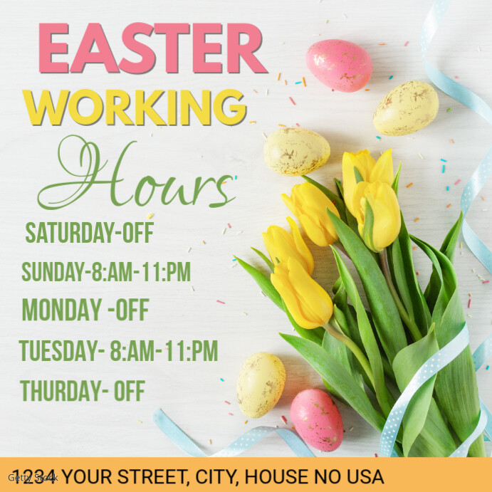 easter working hours Template | PosterMyWall