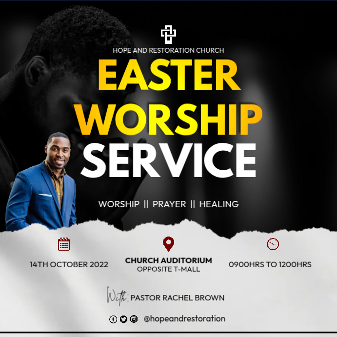 Easter worship service Template | PosterMyWall
