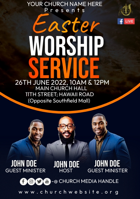 easter worship service Template | PosterMyWall