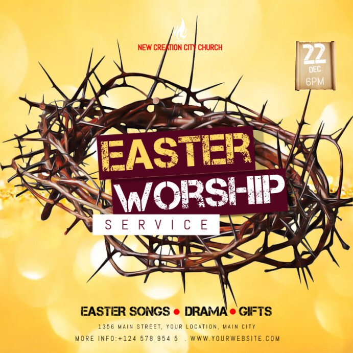 Easter Worship Service Poster Template | PosterMyWall