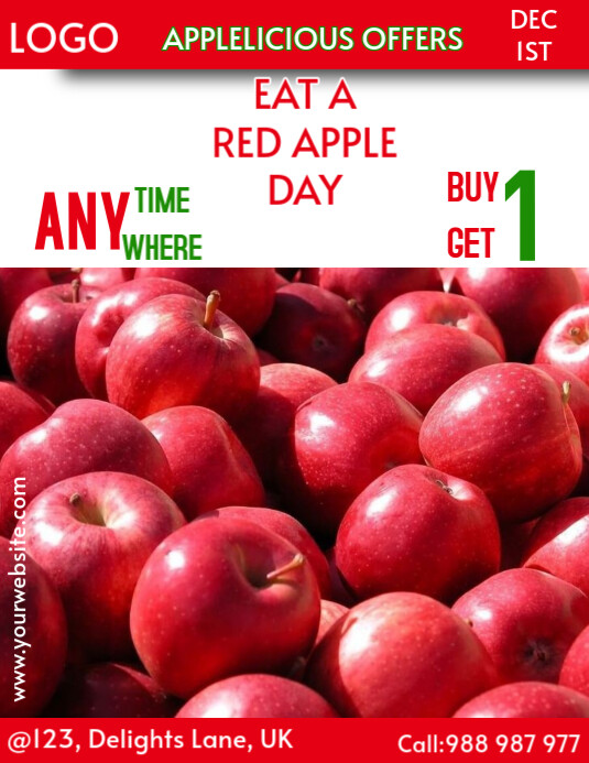 Eat a red apple day Template | PosterMyWall