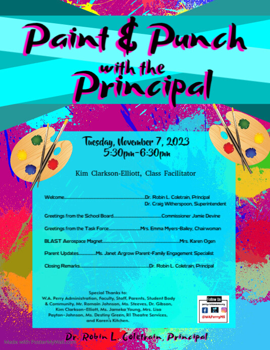Copy of Paint & Punch w/Principal 2023 | PosterMyWall