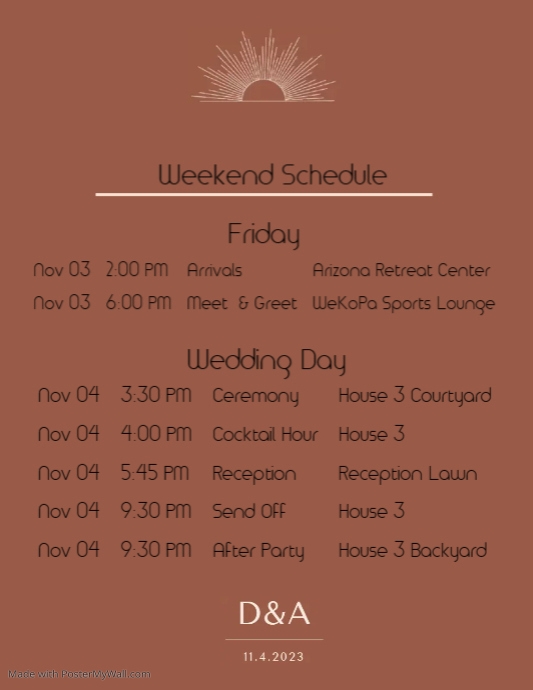 Retreat Center Scedule | PosterMyWall