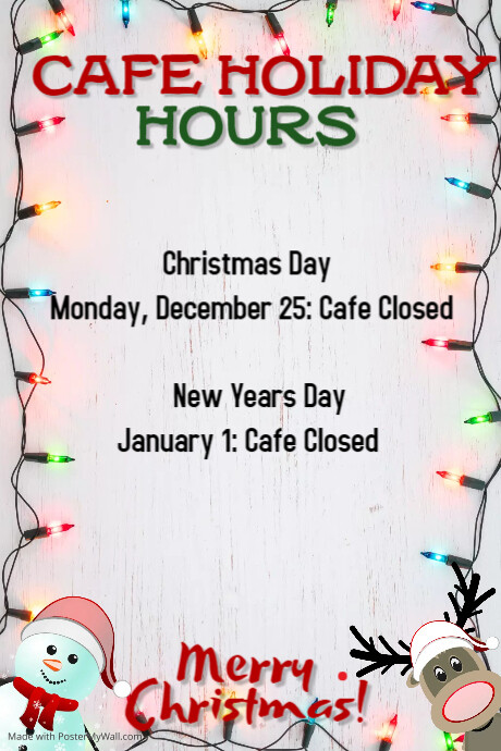 Copy of Festive Opening Hours Poster Template | PosterMyWall