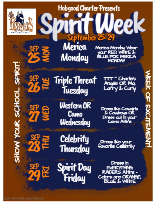 Spirit Week Poster | PosterMyWall