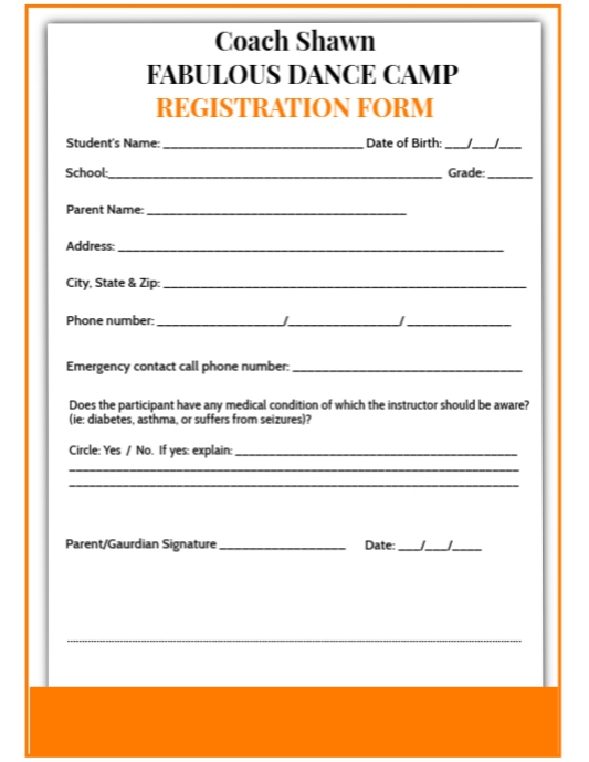 Swimming Registration Form Template (1) | PosterMyWall