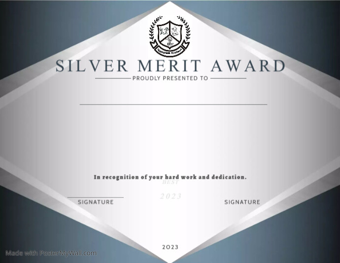 Soft Blue Metallic Silver Certificate Award | PosterMyWall
