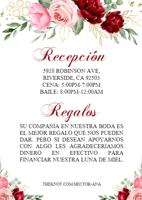 SPANISH RECEPTION | PosterMyWall