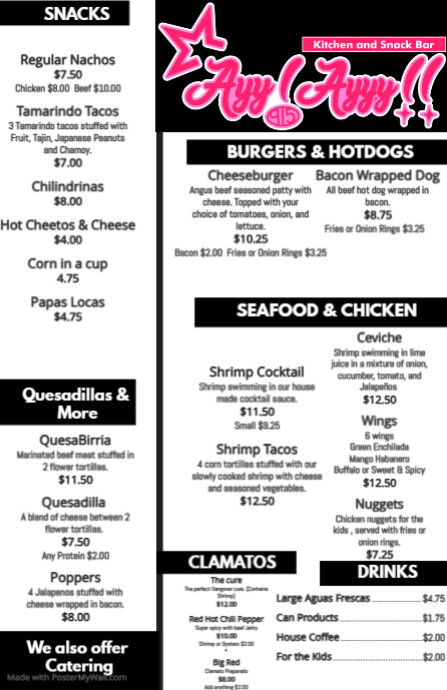 Back of Restaurant Menu (1) | PosterMyWall