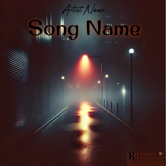 Echoes in the Fog: A Lone Path Lit by a Crimson Glow Template | PosterMyWall