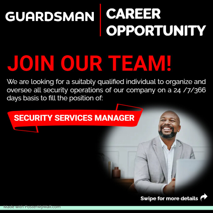 Security Services Manager_IG1 | PosterMyWall