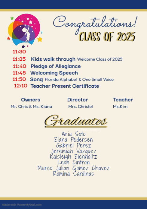 VPK B graduation program | PosterMyWall