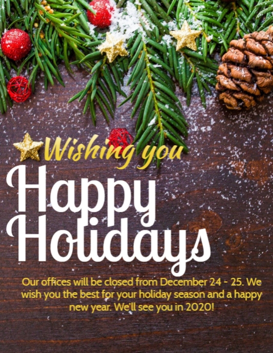 Copy of Holiday Office Closure | PosterMyWall