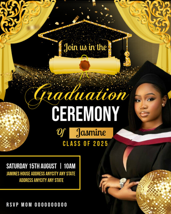 Editable 2025 graduation invitation template design | PosterMyWall