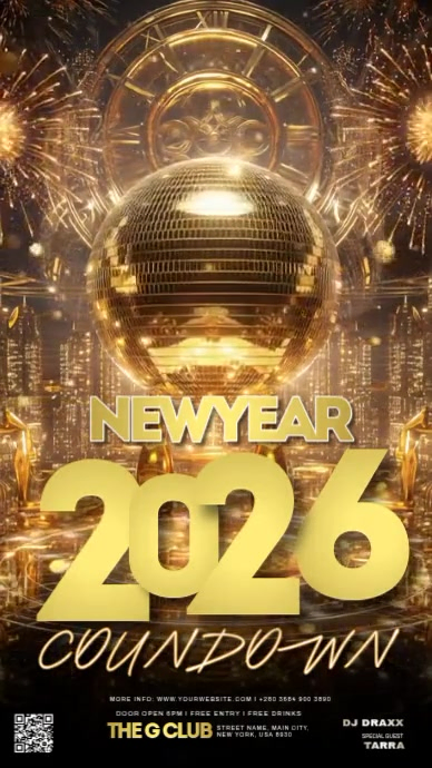 Modèle Editable 2026 New Year’s Eve Poster | PosterMyWall