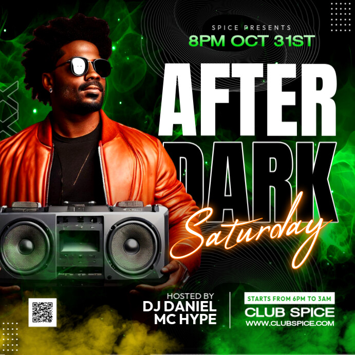 Editable After Dark Saturday Party flyer for Instagram Post Template ...