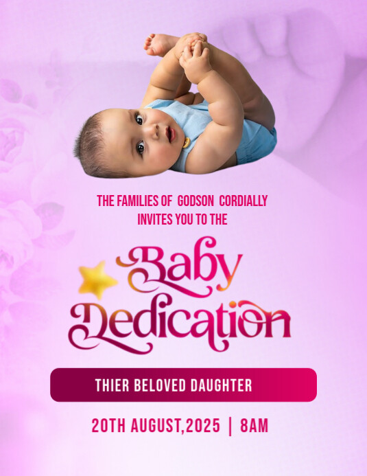 EDITABLE BABY DEDICATION CEREMONY FLYER | EDITABLE CHURCH BABY ...
