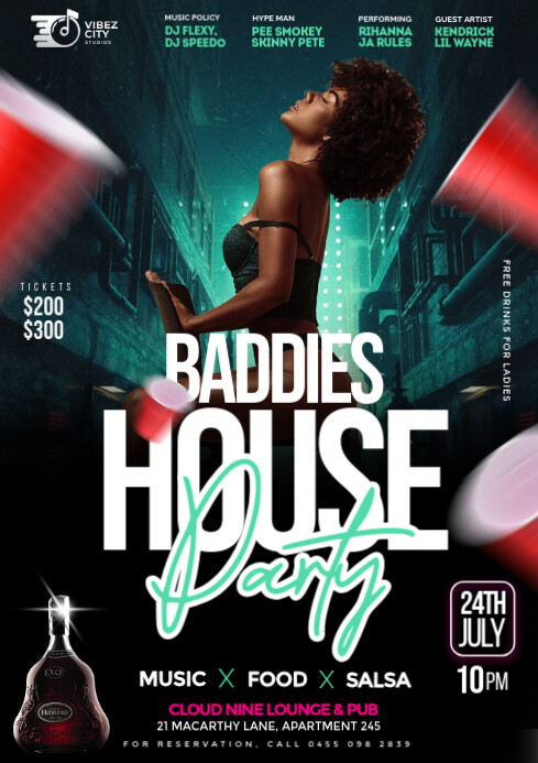 Editable Baddies House Party Club Event Flyer A4 Template | PosterMyWall