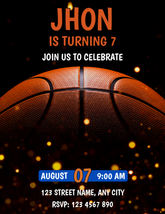 Editable basketball birthday invitation Template | PosterMyWall