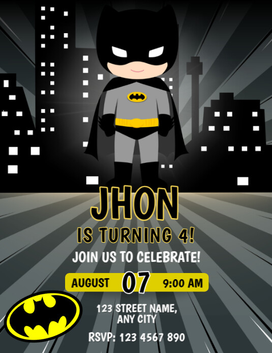 Modèle Editable Batman Toy Birthday Invitation | PosterMyWall