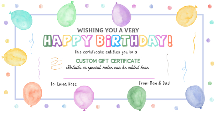 Editable Birthday Gift Certificate Template | PosterMyWall