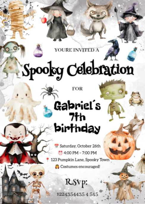 Editable Birthday Invitation Halloween Template | PosterMyWall