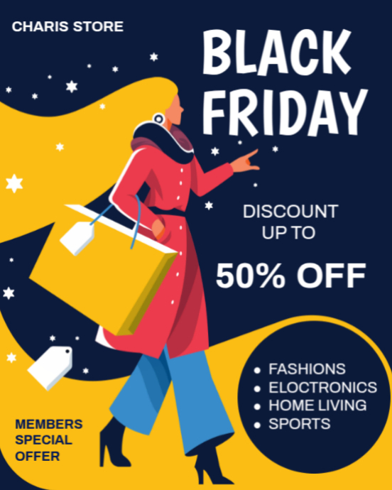 Editable Black Friday Retail Sale Flyer Template | PosterMyWall