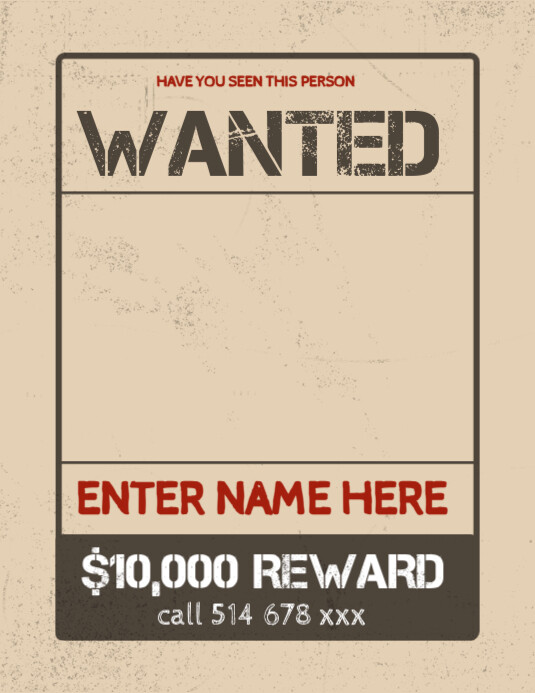 Modèle Editable Blank Wanted Poster Template | PosterMyWall