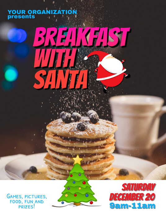 editable Breakfast with Santa Flyer Template | PosterMyWall