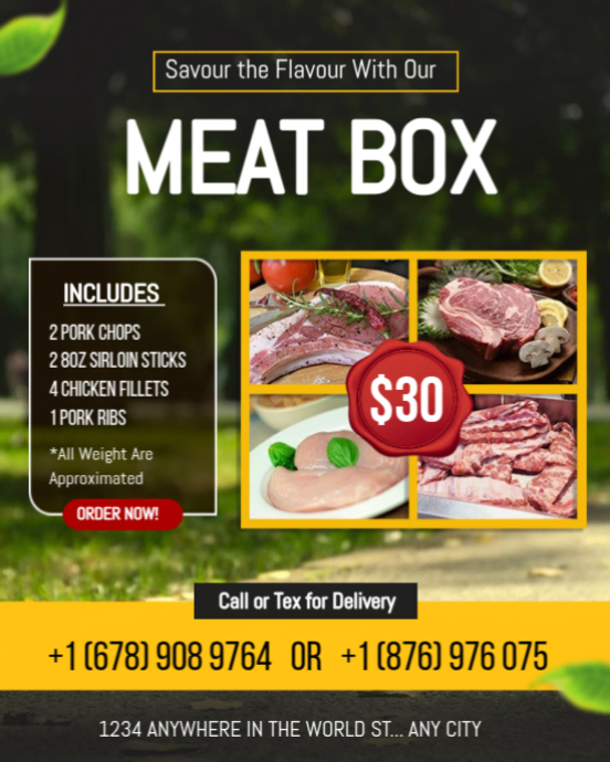 Editable Butcher Meat Box Delivery Flyer Template | PosterMyWall