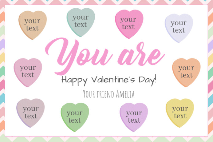 Editable Candy Hearts Valentine's Day Printable Tag Template | PosterMyWall