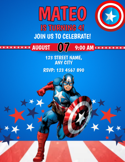 Copy of Editable Captain america Birthday Invitation | PosterMyWall