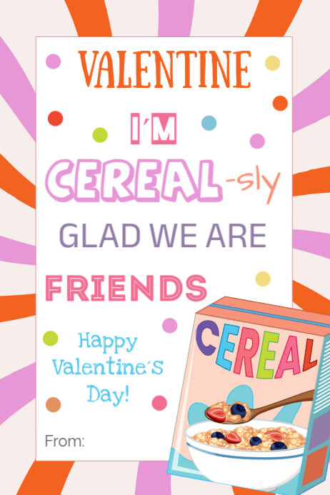 Copy of Editable Cereal Valentine's Day Gift Tag Valentine I'm Cereal ...
