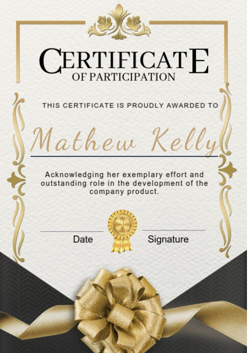Editable certificate of participation Template | PosterMyWall