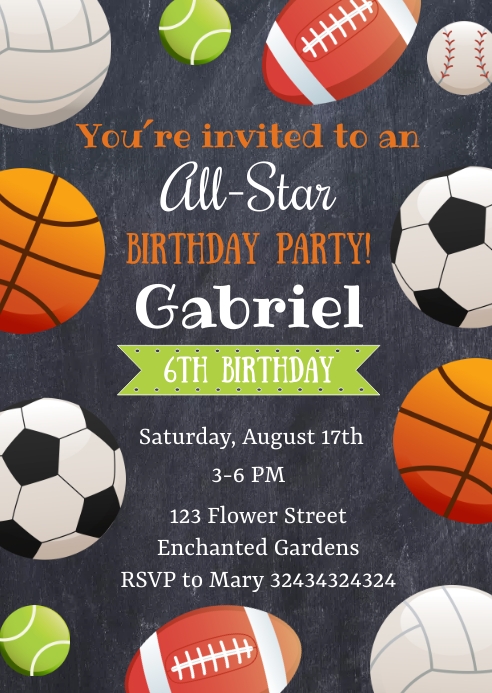 Editable chalk Sports Invitation Template | PosterMyWall