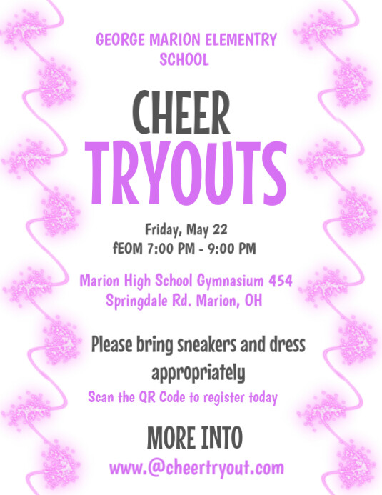 Editable Cheerleading Tryouts Flyer Template | PosterMyWall