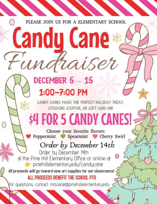Editable Christmas Candy Cane Fundraiser Flyer Template | PosterMyWall