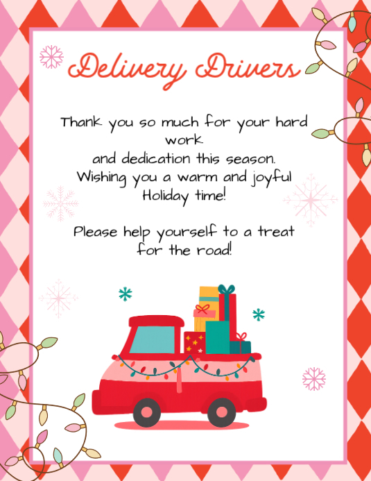 Editable Christmas Delivery Driver Treat Station Printable Template ...