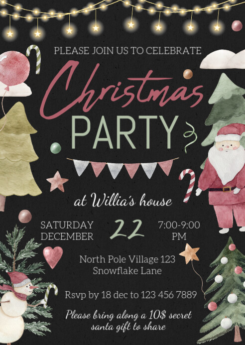 Editable Christmas party invitation Template | PosterMyWall