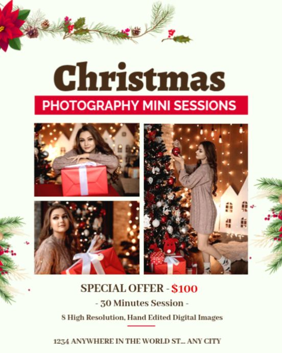 Modèle Editable Christmas Photography Mini Sessions Flyer Instagram ...