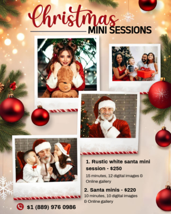 Plantilla de Editable Christmas Photography Mini Sessions Flyer ...