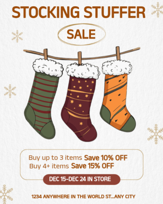 Plantilla de Editable Christmas Stocking Stuffer & Gift Sale Flyer ...