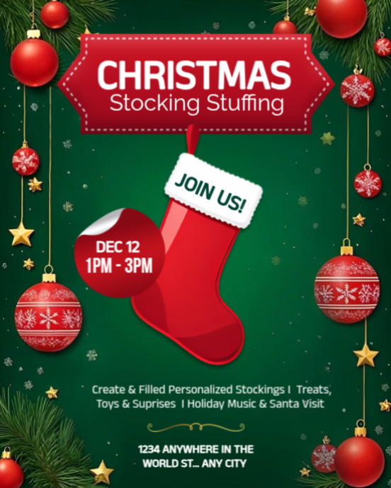 Copy of Editable Christmas Stocking Stuffing Party Flyer Template ...