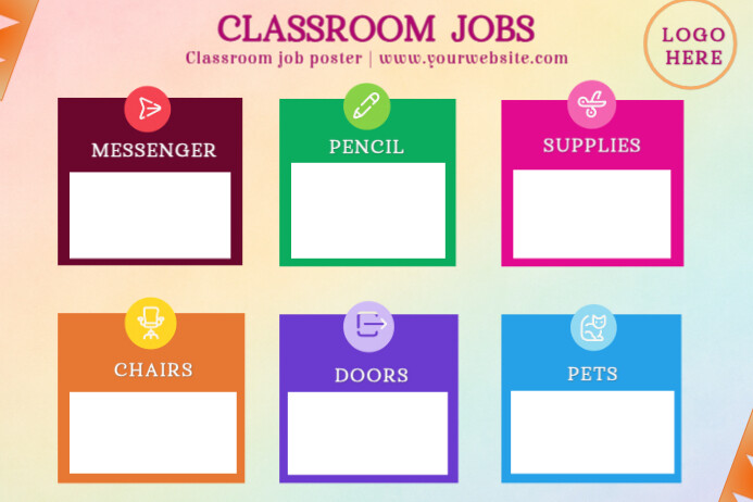 Copy of Editable Classroom Jobs Poster – Colorful Student Job Chart ...
