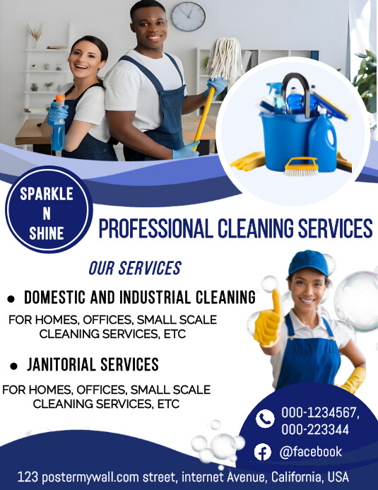Editable cleaning services flyer template | PosterMyWall