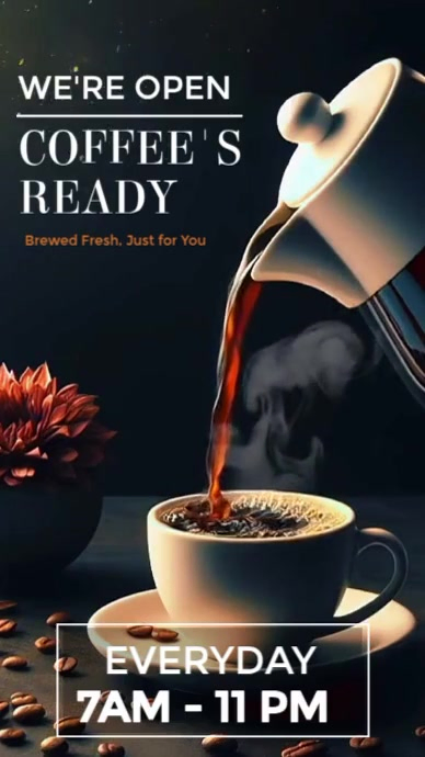 Editable Coffee Shop Opening Hours Template | Modern Café Schedule ...