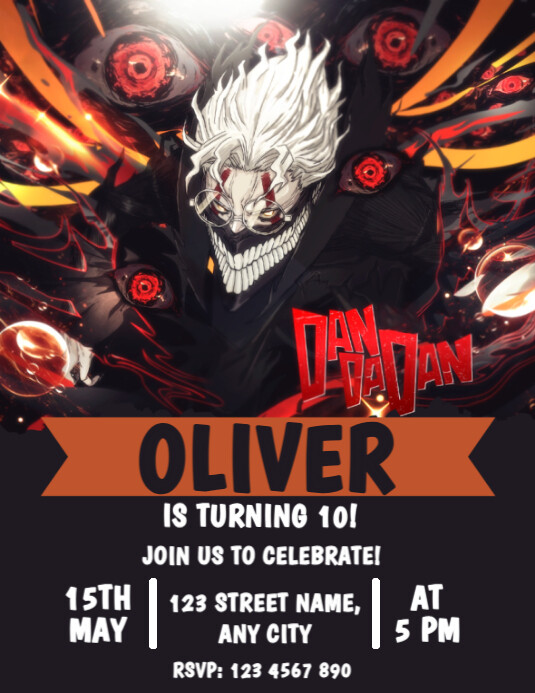 Editable Dan da Dan Birthday Invitation Templat | PosterMyWall
