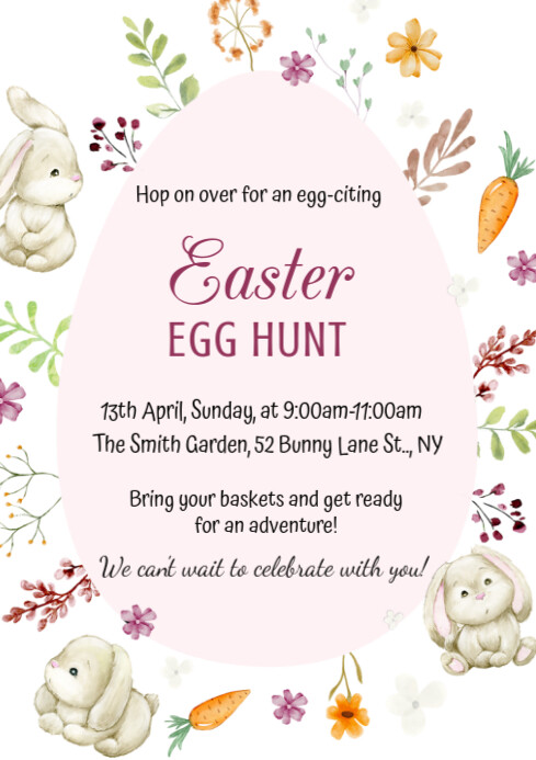 Editable Easter Egg Hunt Invitation Template A4 | PosterMyWall